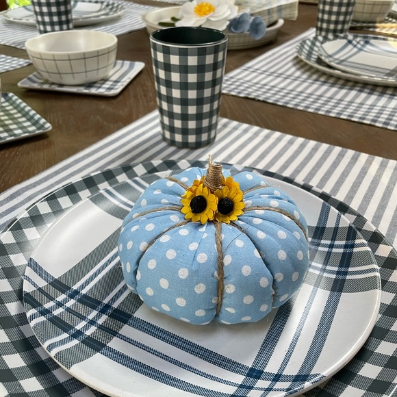 Hand Crafted | Holiday | One Blue Pumpkin Of Your Choice Stuffed Fabric Pumpkins Fall Farmhouse ...
